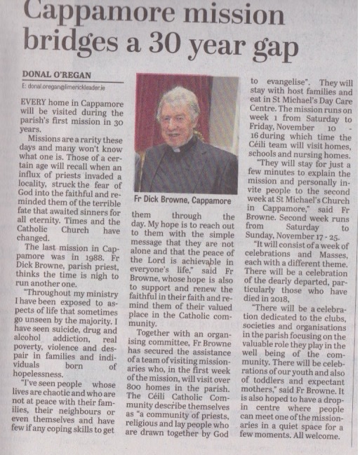 Cappamore Mission bridges a 30 year gap | Cappamore /An Cheapach Mhór