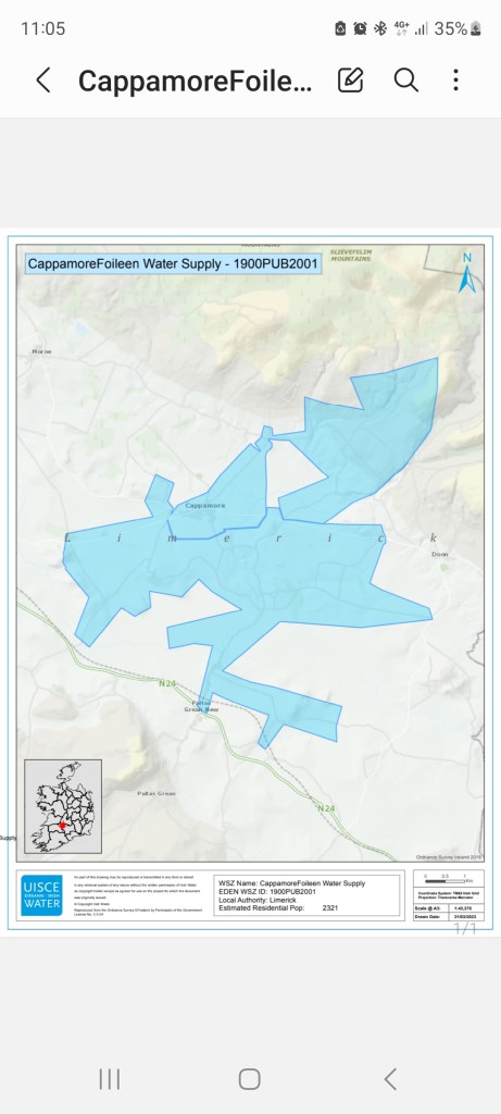 Cappamore Foileen Boil Notice Map of Scheme | Cappamore /An Cheapach Mhór