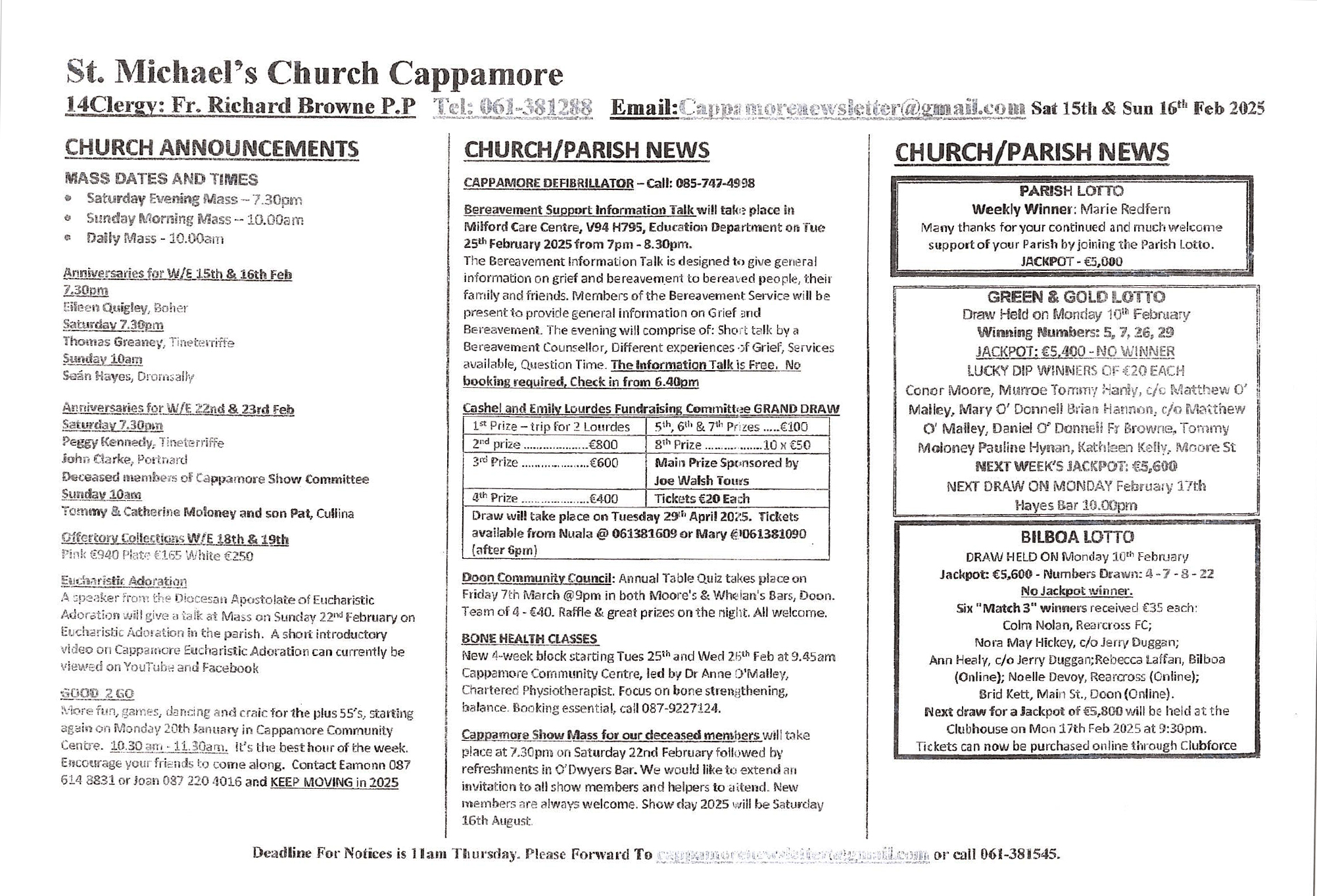 Cappamore Church and Parish Newsletter | Cappamore /An Cheapach Mhór