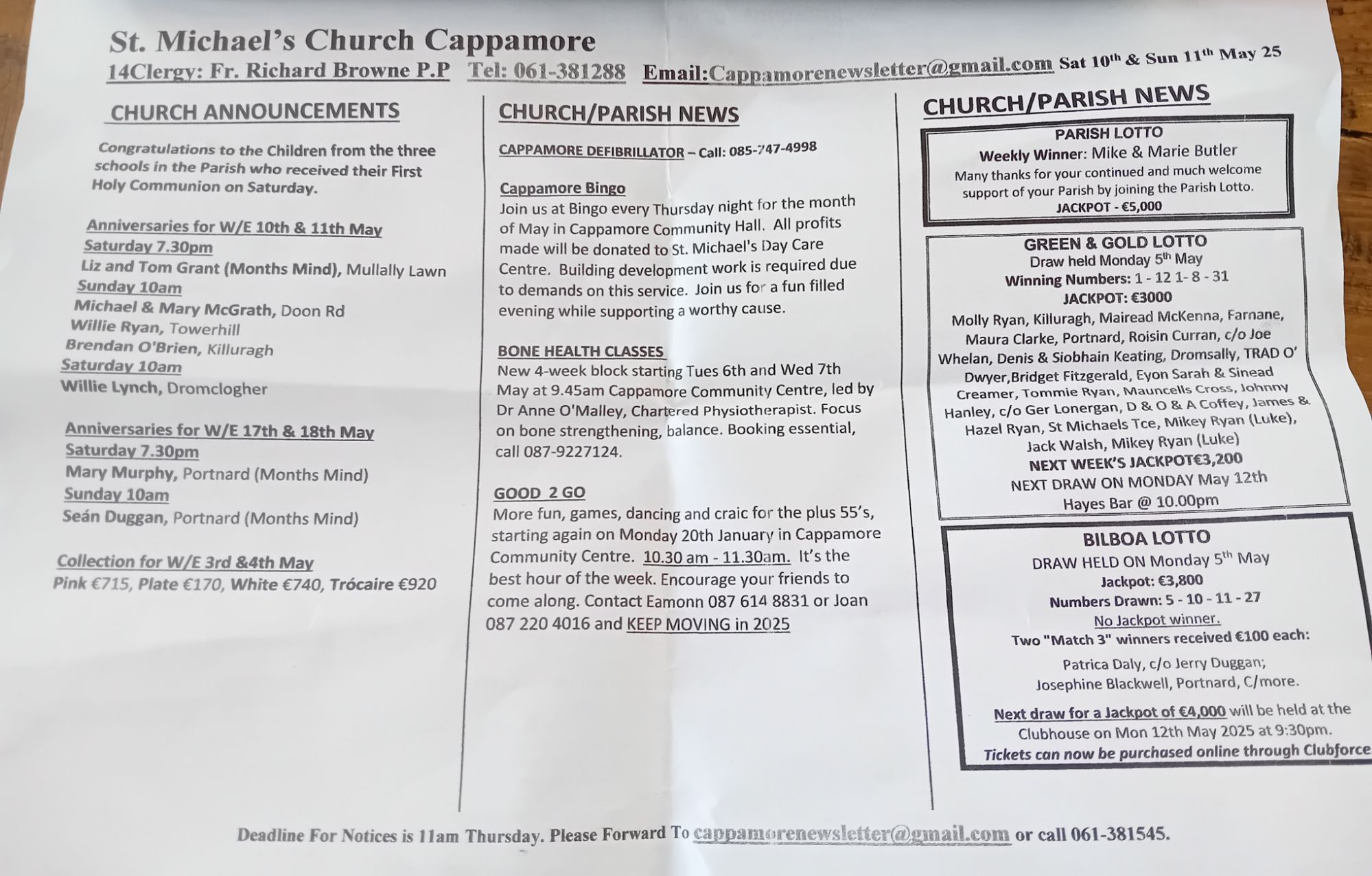 Cappamore Church & Parish Newsletter | Cappamore /An Cheapach Mhór